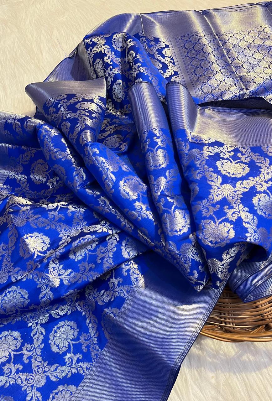 Premium Tapeta Silk Saree – Royal Blue Colour – Khapraw Store